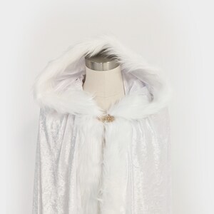 White Cloak With Large Hood, White Faux Fur Trim, and Metal Clasp ...