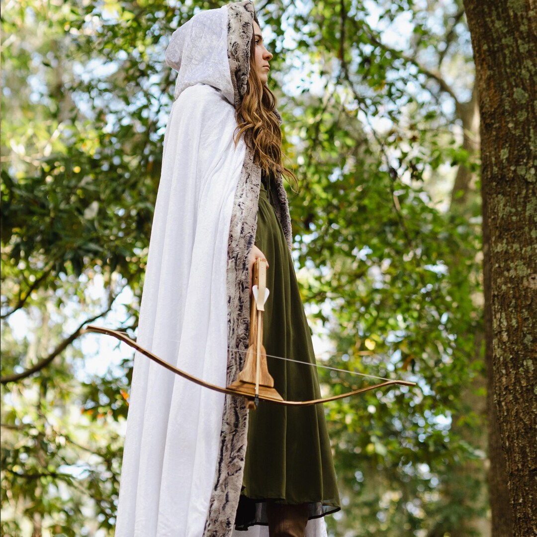 Faux Fox Fur Trim Hooded Cloak – White Viking Cosplay Cape - Etsy