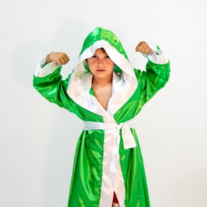 Kids Satin Boxing Robe With Trim Custom Color Fighter Wrestling Costume ...