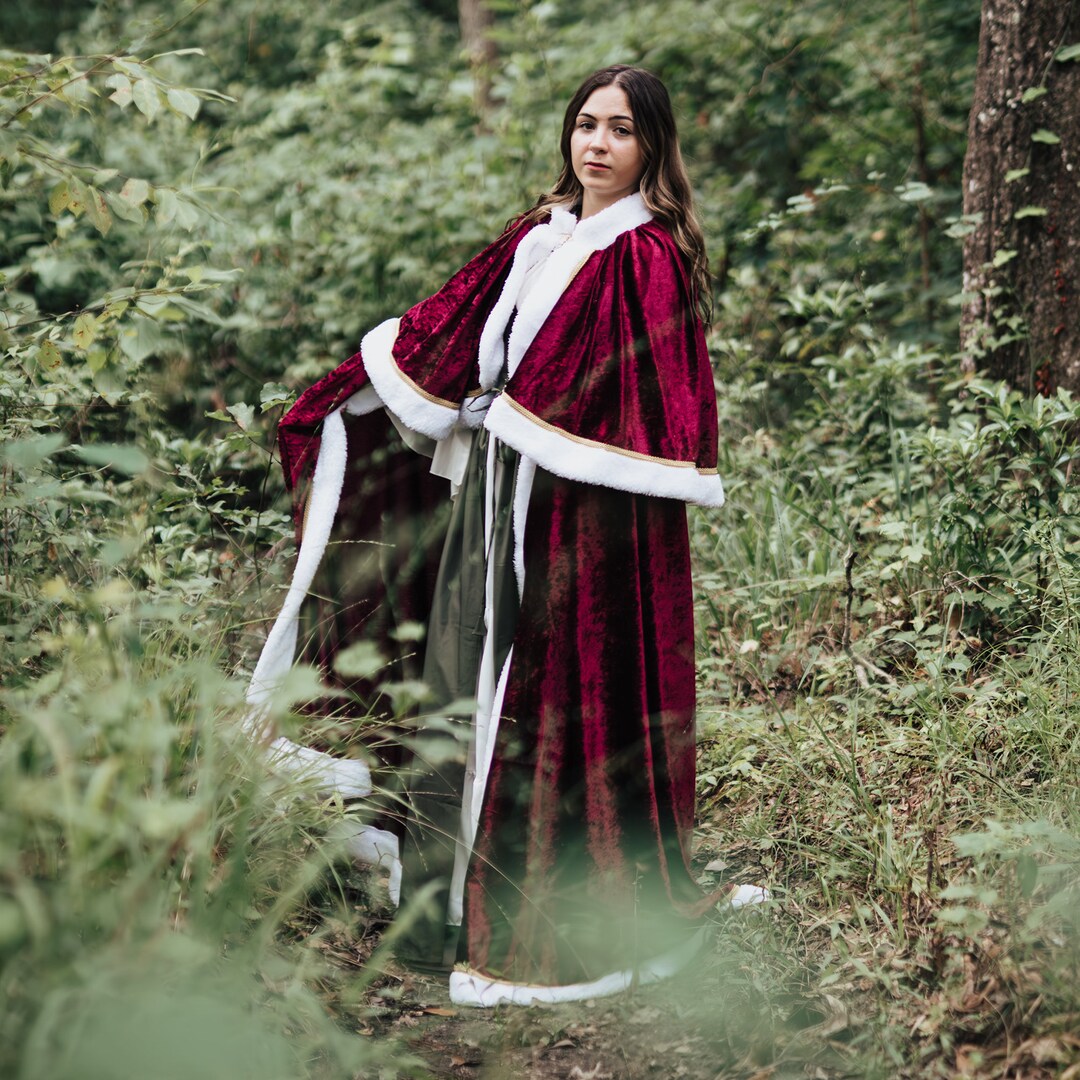 Victorian Christmas Cloak Mrs. Santa Claus Cape Winter Medieval ...