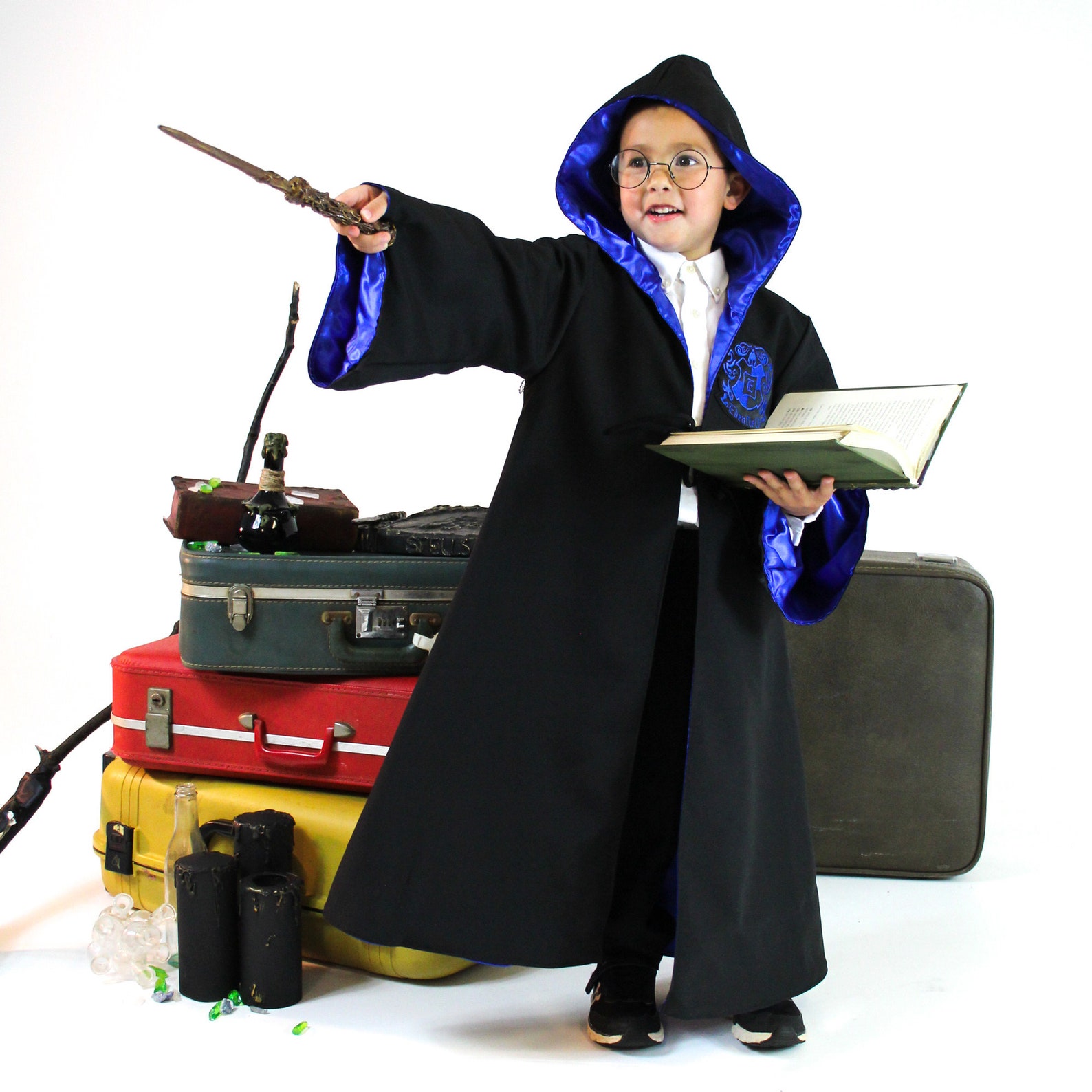 Black Wizard Robe With Sleeves Hood and Satin Liner - Etsy