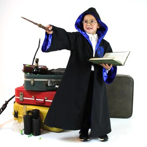Black Wizard Robe With Sleeves, Hood, and Satin Liner Medieval Fantasy ...