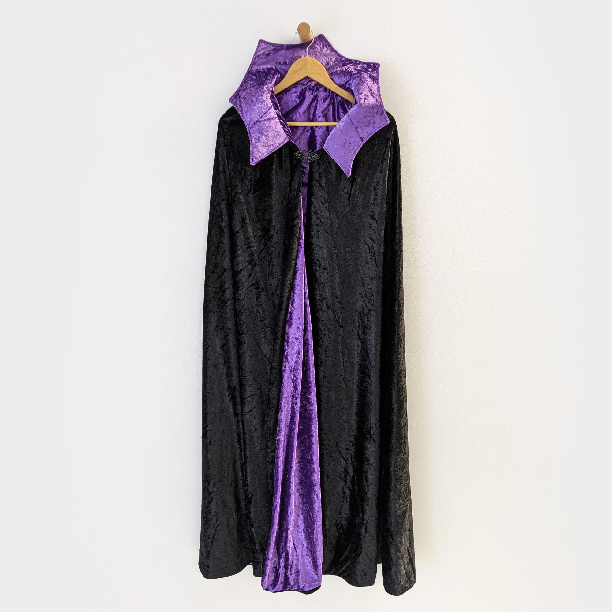 Vampire Maleficent Cloak | Black and Purple Dracula Cape With Collar ...