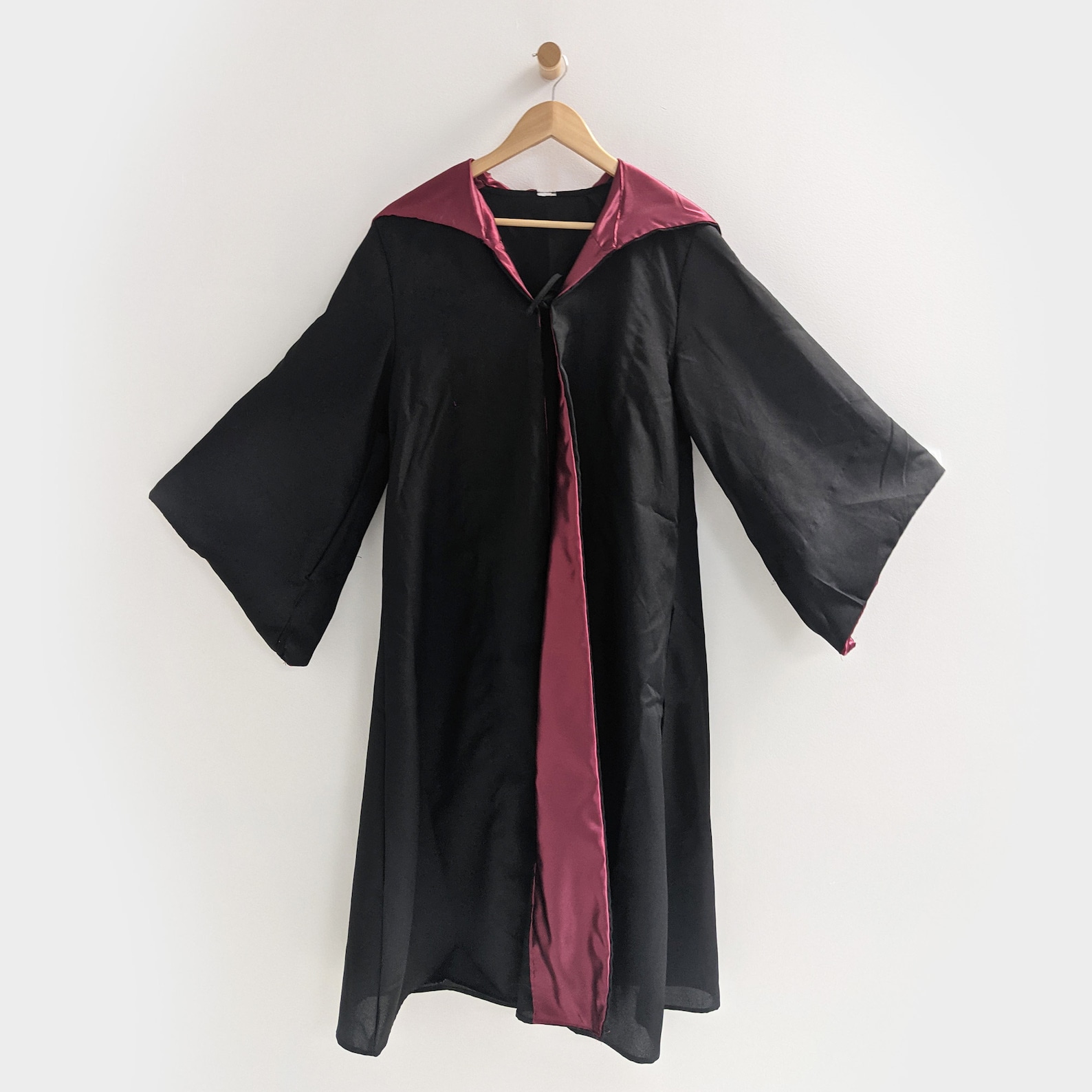 Black Wizard Robe with sleeves hood and satin inner trim | Etsy
