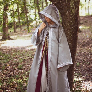 Celtic Robe With Hood and Sleeves & Jacquard Trim | Medieval Sorcerer ...