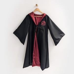 Adult Black Wizard Robe With Sleeves, Hood, and Satin Liner | Medieval ...