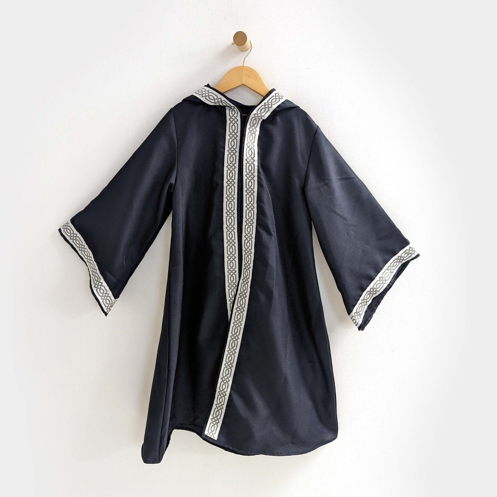 Celtic Hooded Robe With Jacquard Trim | Medieval Cosplay Costume - Etsy
