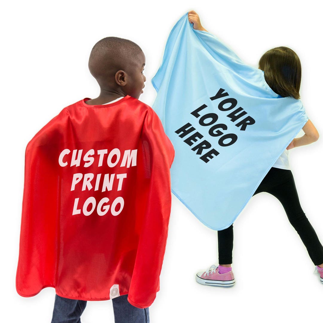 Kids Bulk Superhero Capes With Custom 1 Color Logo - Choose QTY & Color ...