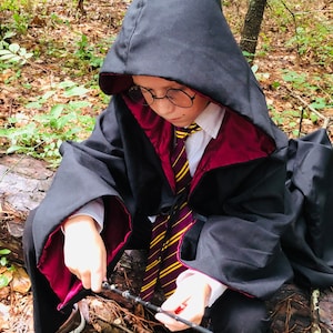 Black Wizard Robe With Sleeves, Hood, and Satin Liner | Medieval ...