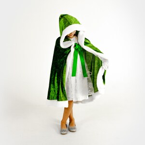 Princess Bridal Hooded Cloak With White Sherpa Trim - 30" Long Medieval ...