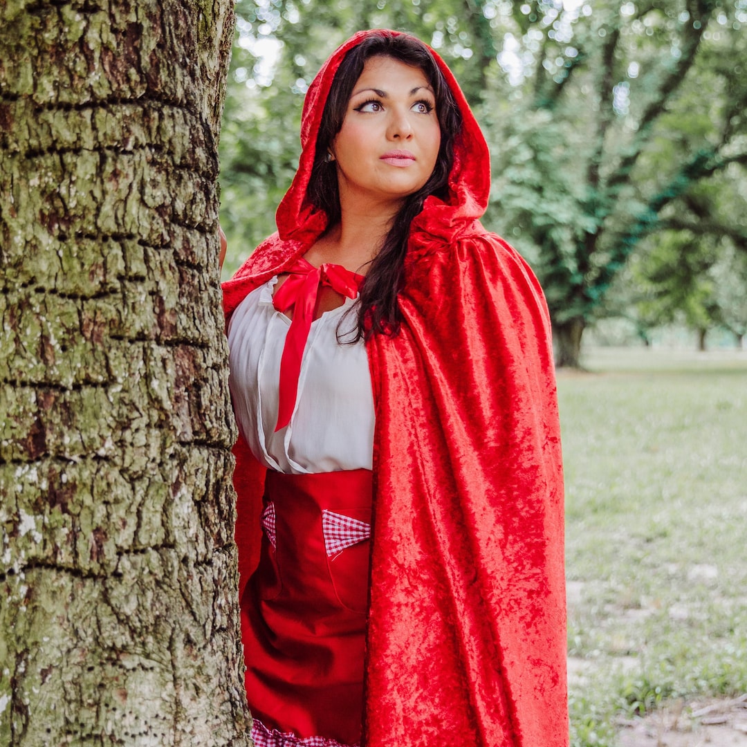 Little Red Riding Hood Cloak | Red Hooded Cloak With Ribbon Tie | Red ...