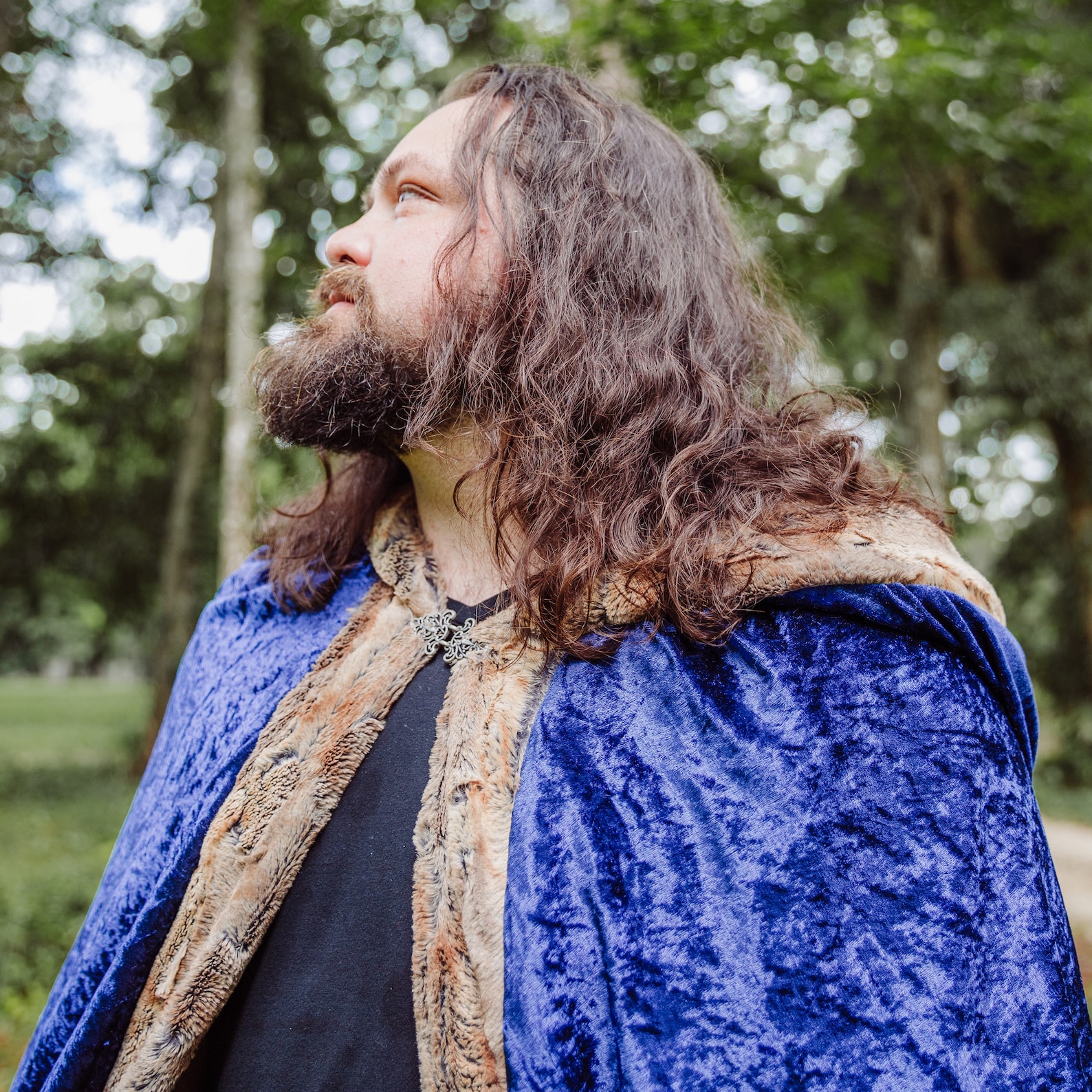 Faux Fox Fur Trimmed Hooded Cloak Navy Cloak With Red Fox - Etsy