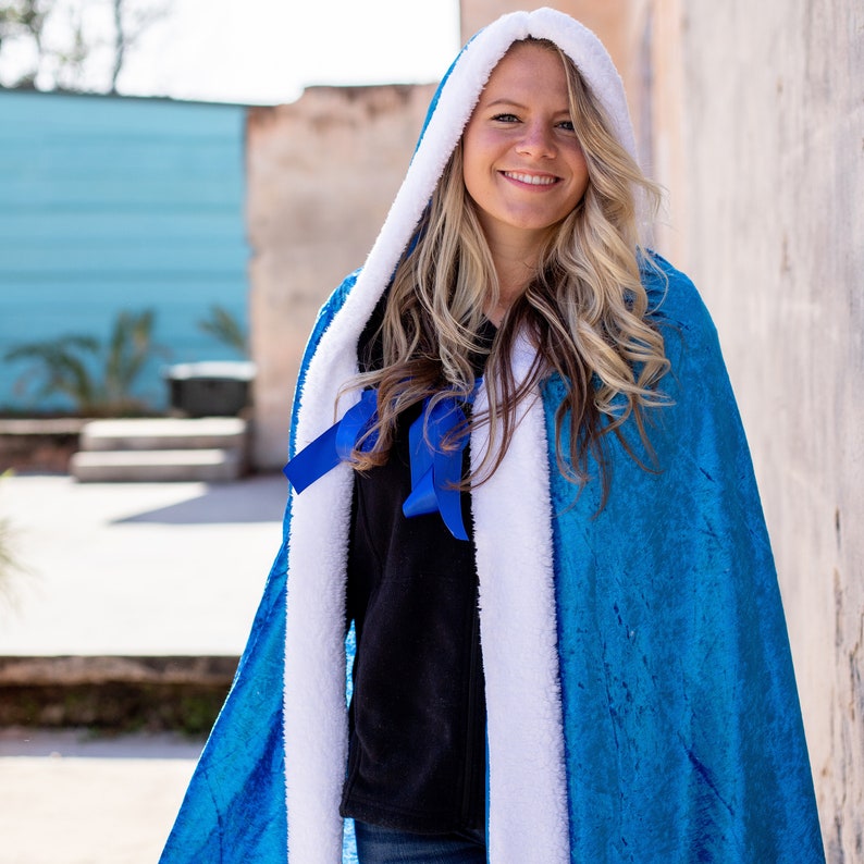 Princess Bridal Hooded Cloak With White Sherpa Trim Medieval - Etsy