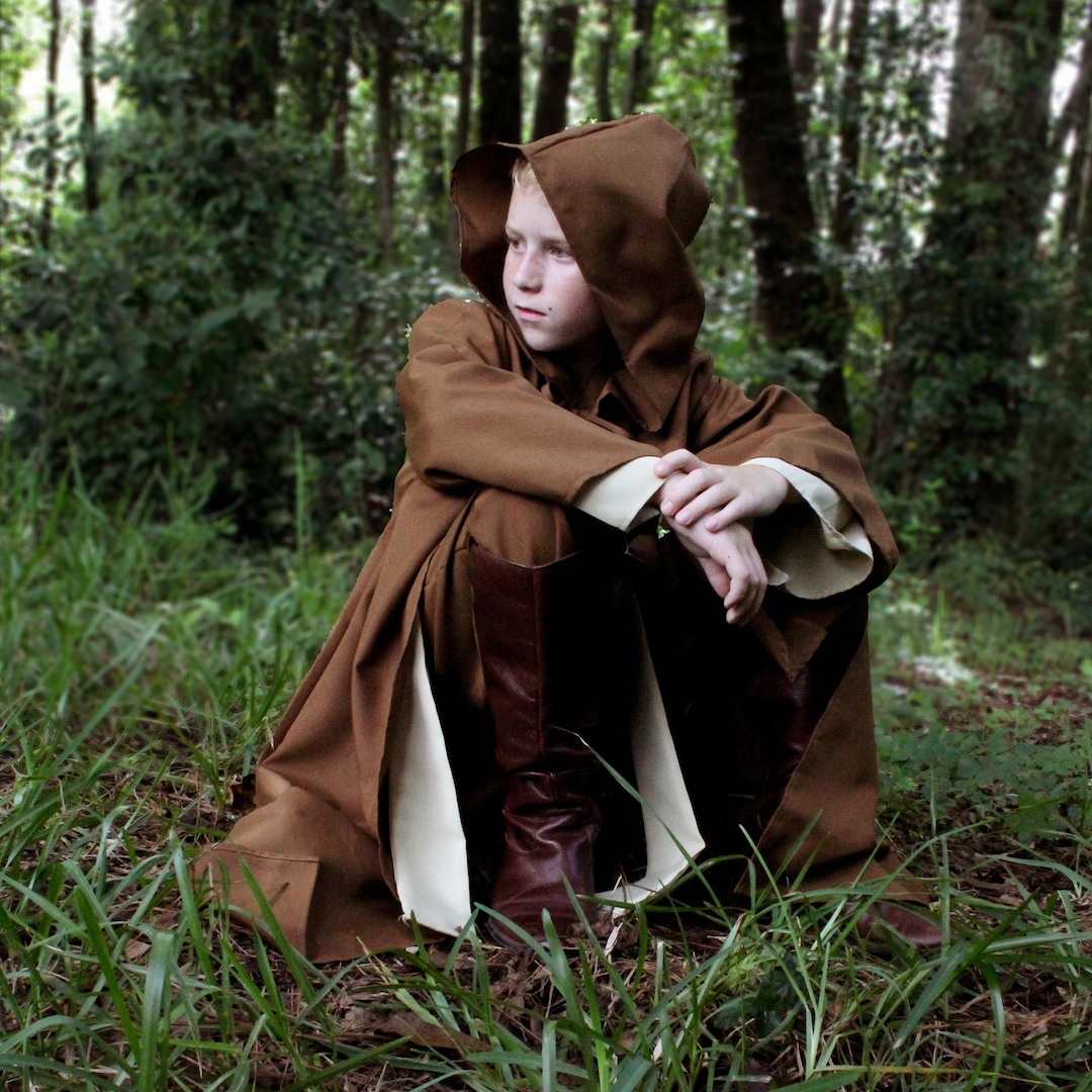 Hooded Robe With Sleeves | Medieval Wizard Cloak, Fantasy, Monk ...