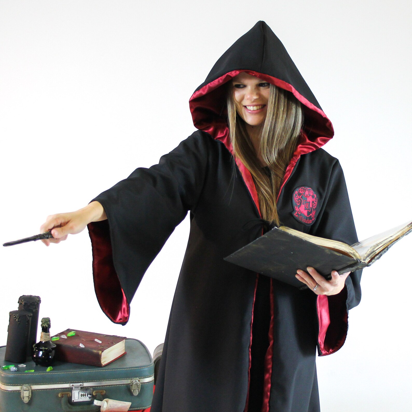 Adult Black Wizard Robe With Sleeves Hood and Satin Liner - Etsy