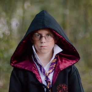 Black Wizard Robe With Sleeves Hood and Satin Liner | Etsy