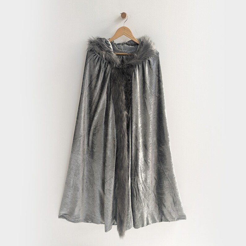 Silver Cloak With Large Hood Gray Faux Fur Trim and Metal - Etsy
