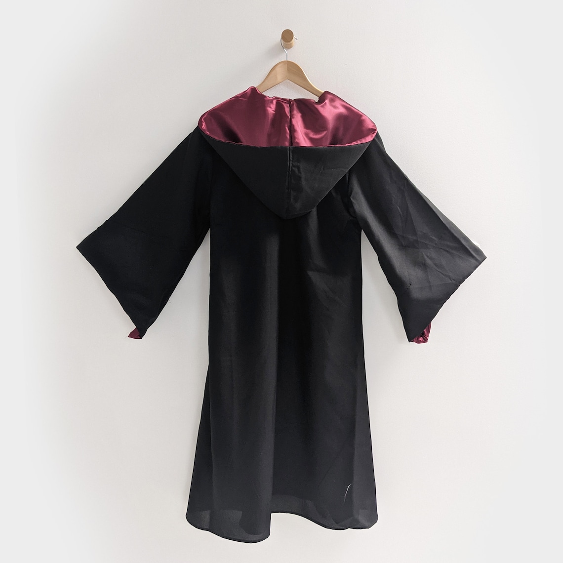 Black Wizard Robe with sleeves hood and satin inner trim | Etsy