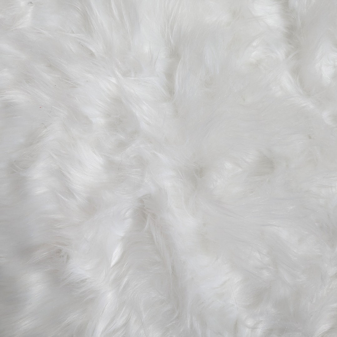 White Shag Faux Animal Fur by the Yard | 58" Roll Long Pile Soft Fake ...