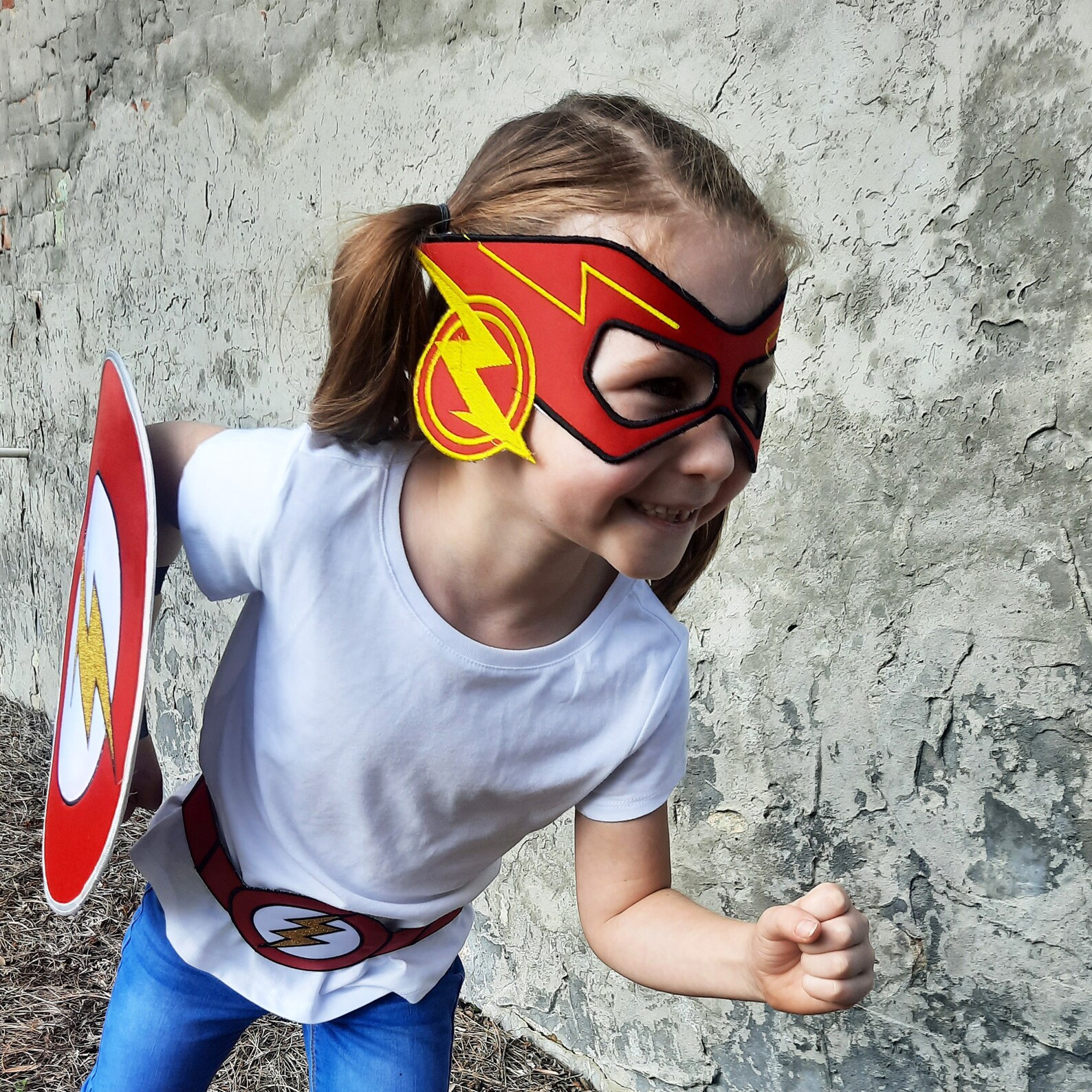 Personalized Lightning Bolt Superhero Costume Set - Custom Red Super ...