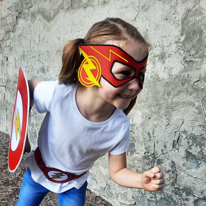Personalized Lightning Bolt Superhero Costume - Custom Cape, Mask, Belt ...