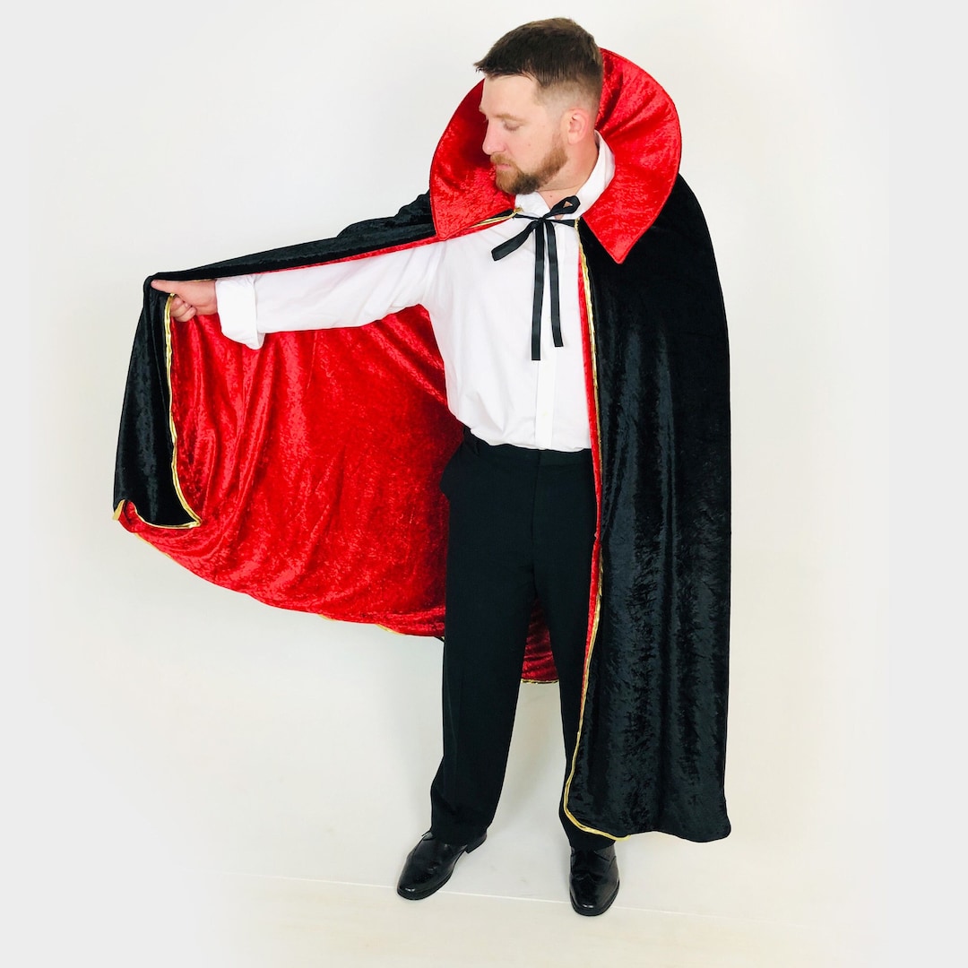 Vampire Dracula Halloween Cloak - Black and Red Cape With Collar and ...