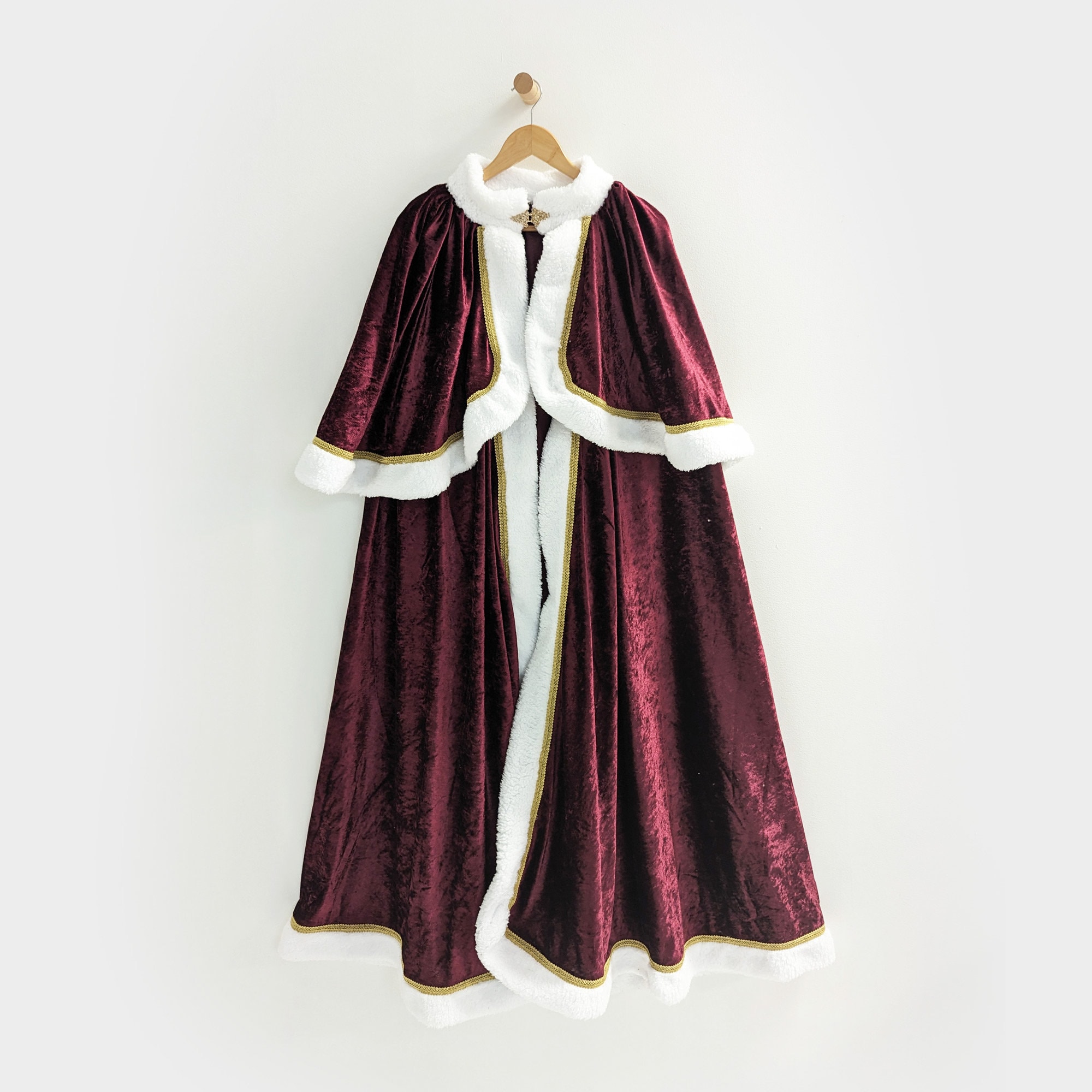 Victorian Christmas Velour Cloak | Sherpa Trim Holiday Costume - Etsy