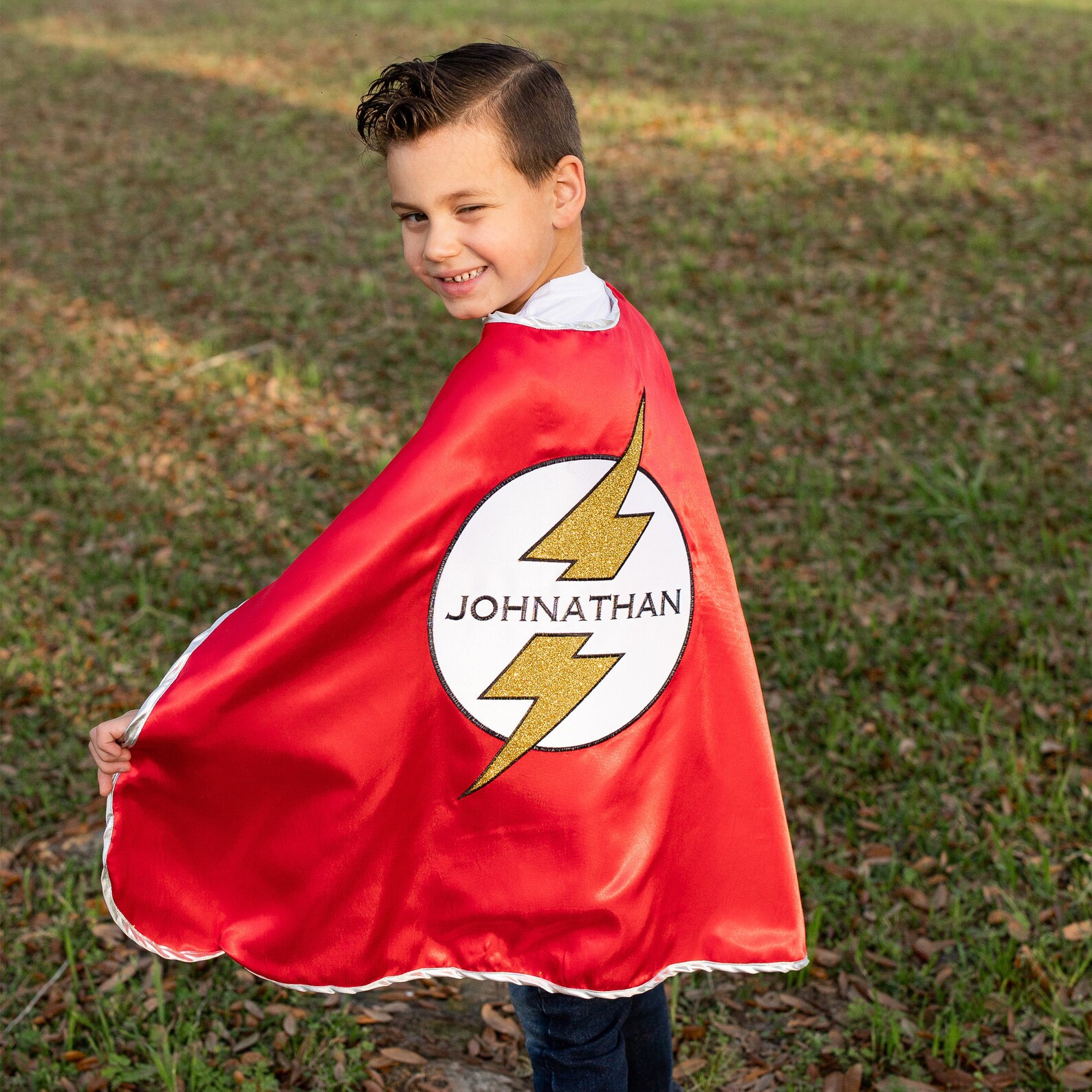 Personalized Lightning Bolt Superhero Costume Set - Custom Red Super ...