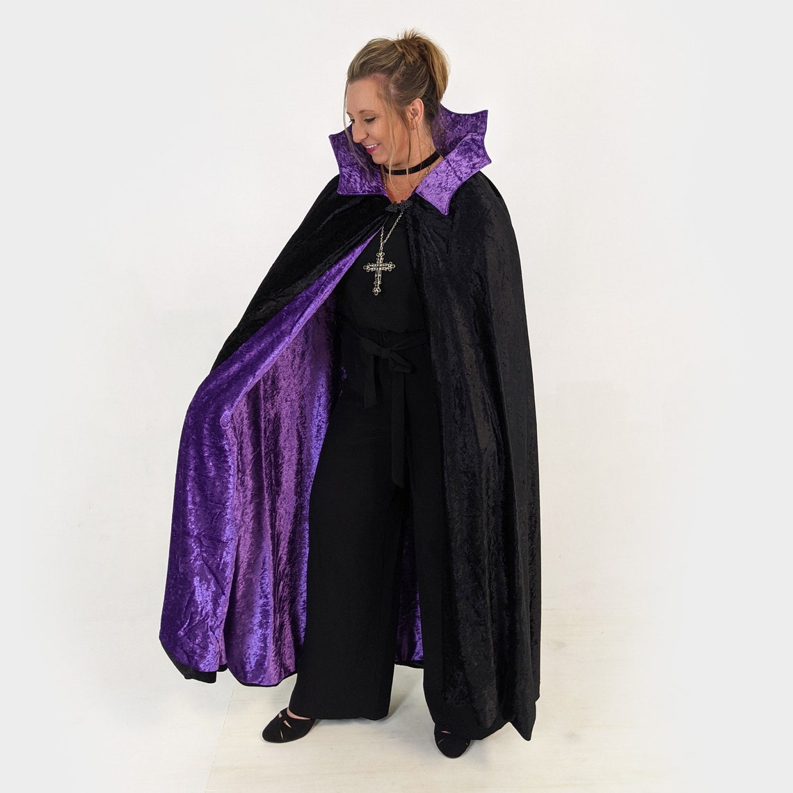 Vampire Maleficent Cloak Black and Purple Dracula Cape With | Etsy