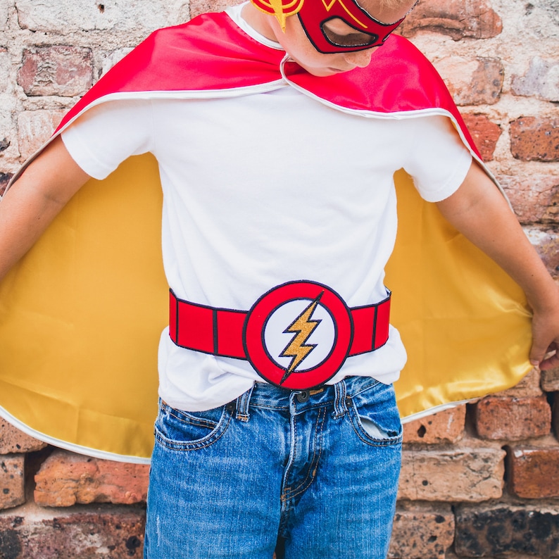 Personalized Lightning Bolt Superhero Costume Set - Custom Red Super ...