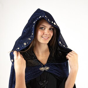 Deluxe Jeweled Cloak With Glitter Fabric and Large Hood Bedazzled Cape ...