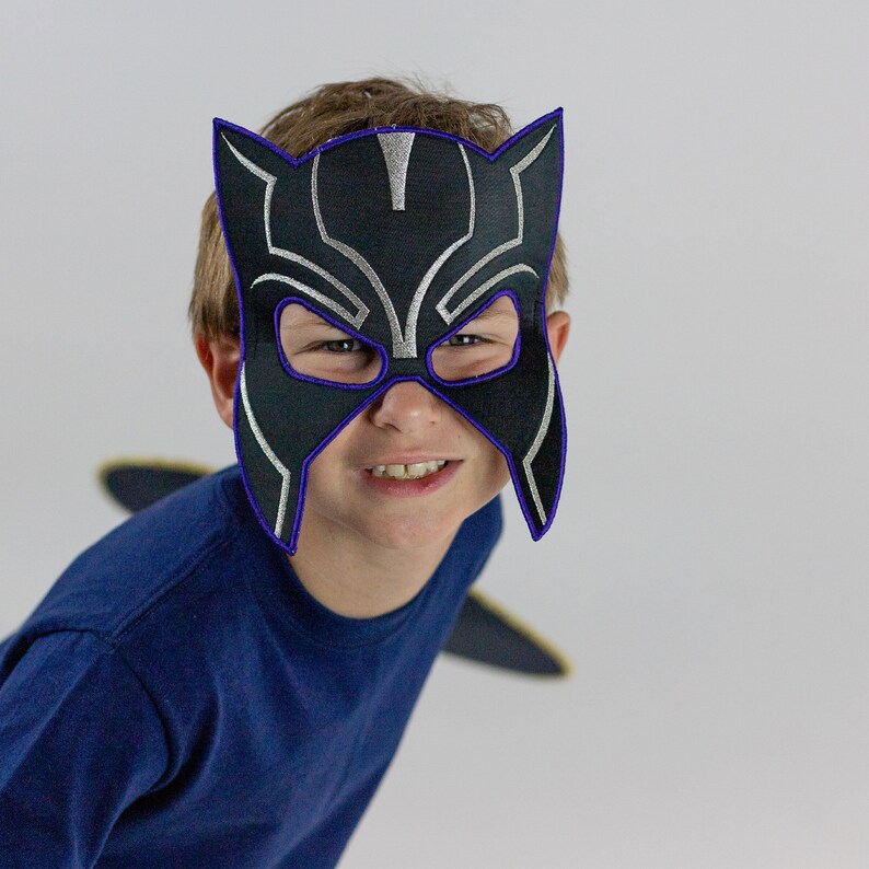 Superhero Eye Mask Black Purple and Silver Panther Themed | Etsy