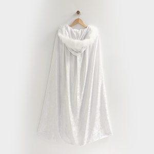 White Cloak With Large Hood, White Faux Fur Trim, and Metal Clasp ...