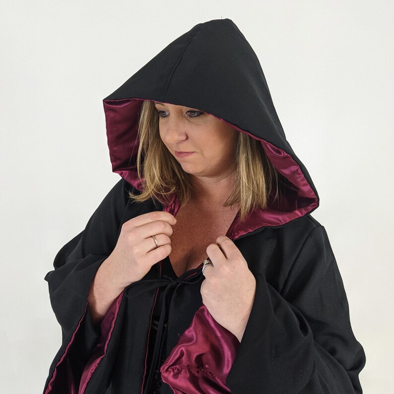 Black Wizard Robe With Sleeves Hood and Satin Liner | Etsy
