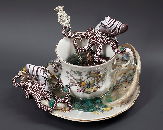 VALKENBURG No.30 Octopus Tea Cup Signature Series - 3 Handmade Clay ...