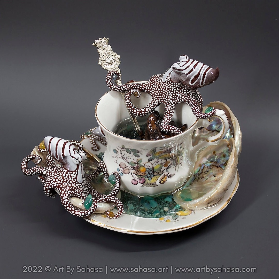 VALKENBURG No.30 Octopus Tea Cup Signature Series 3 Handmade Clay ...