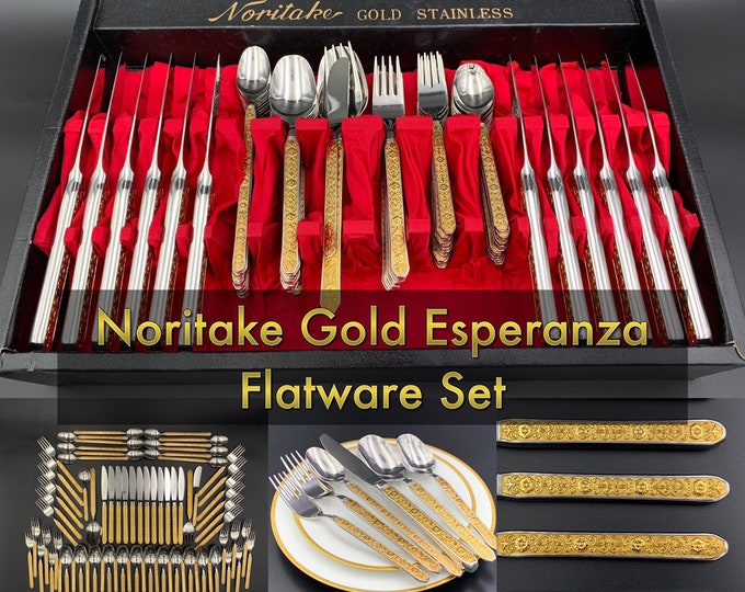 Vintage Noritake Gold Flatware Set, Service for 12 in Storage Tray With ...