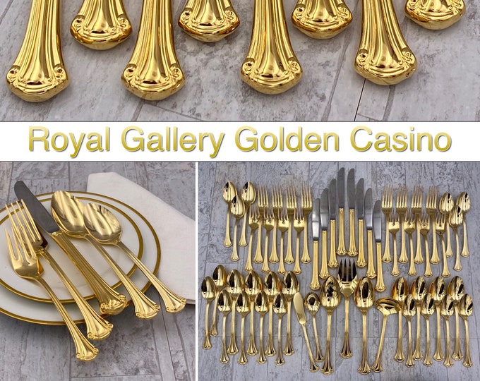 Vintage Gold Flatware Set, Golden Casino by Royal Gallery, MINT ...