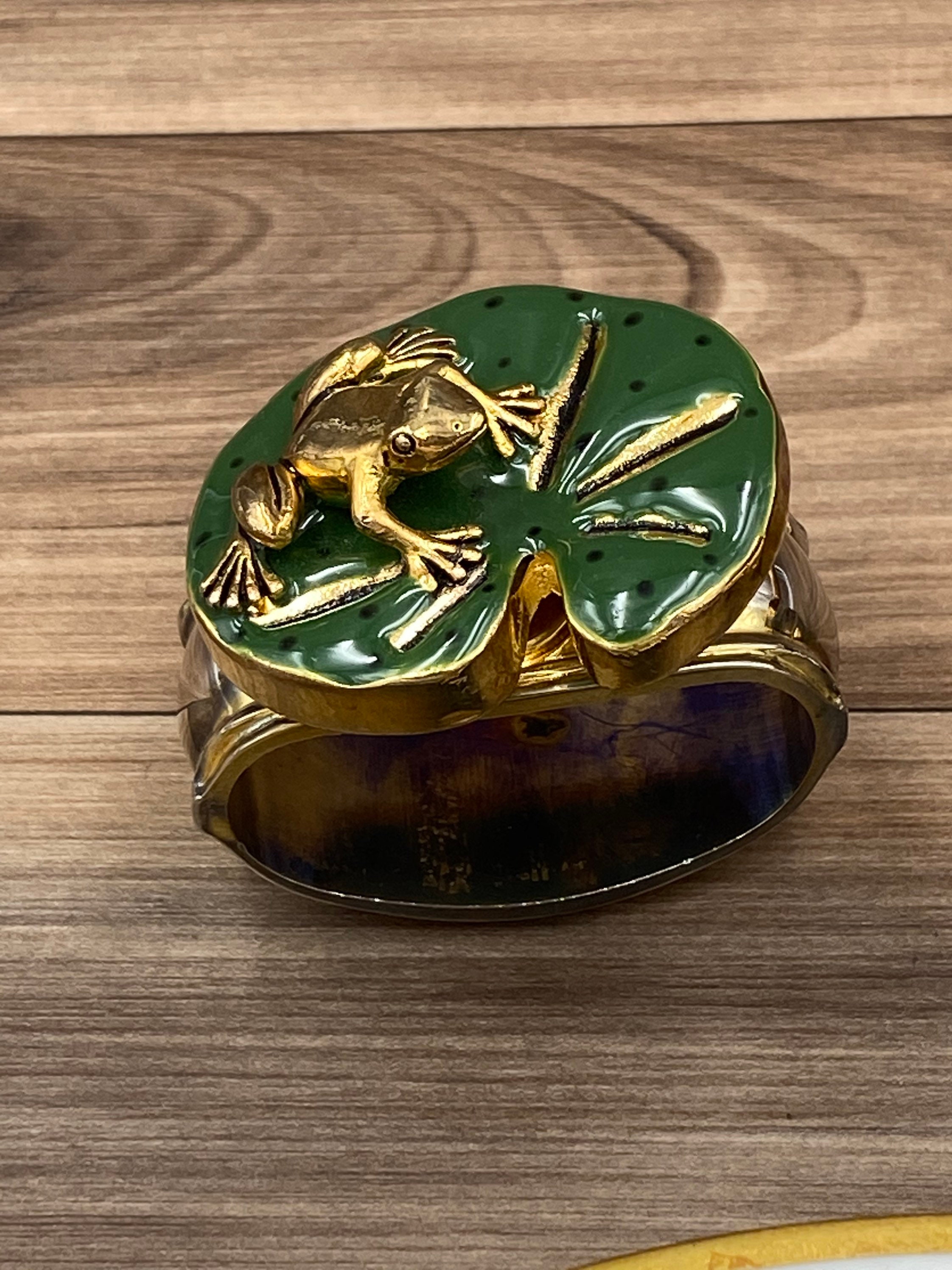 Designer Frog Napkin Rings, Signed Hans Turnwald napkin rings, 5 piece ...