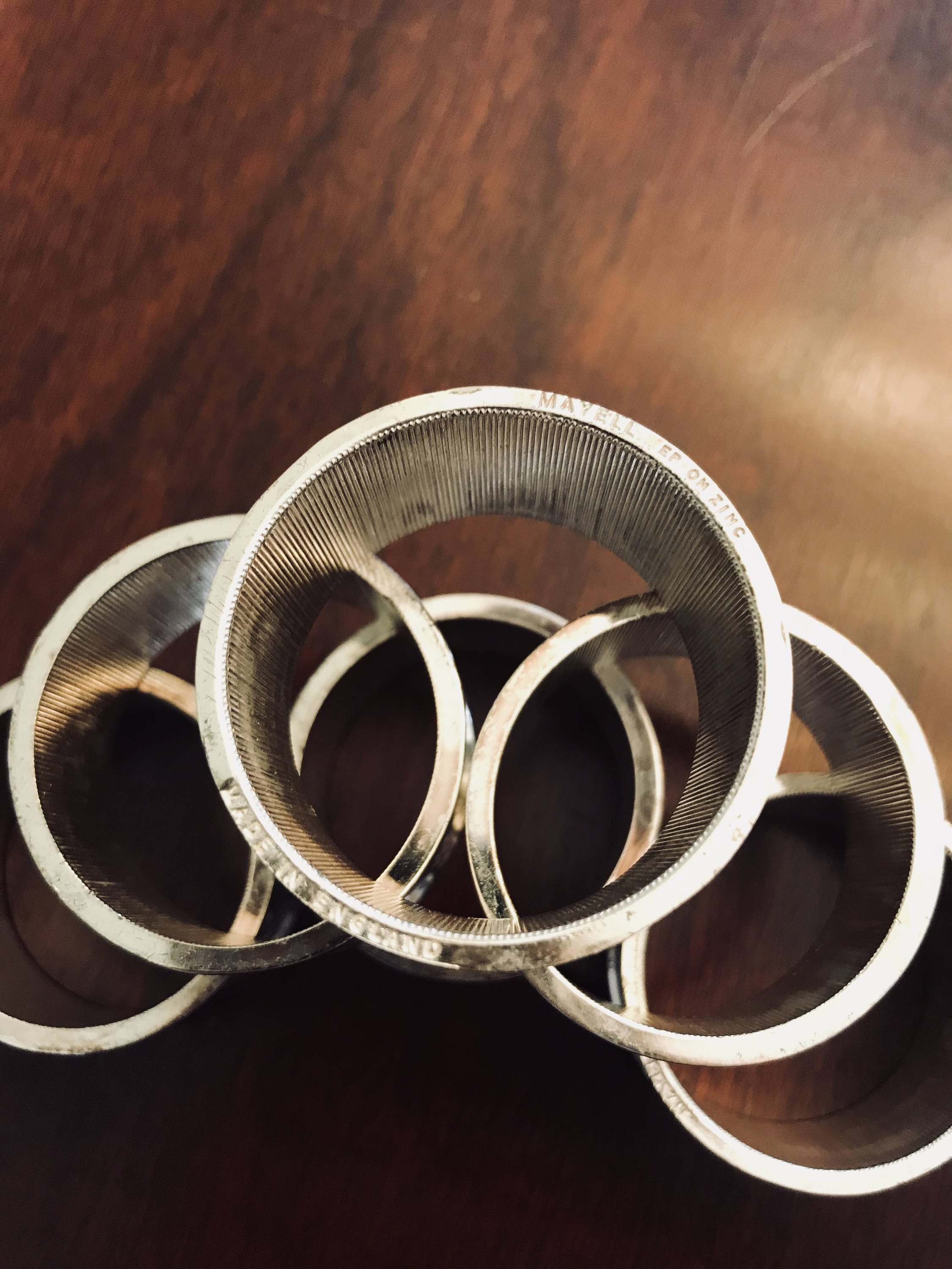 Vintage Italian Napkin Rings, 6 piece set, Extra Plate Zinc Napkin ...