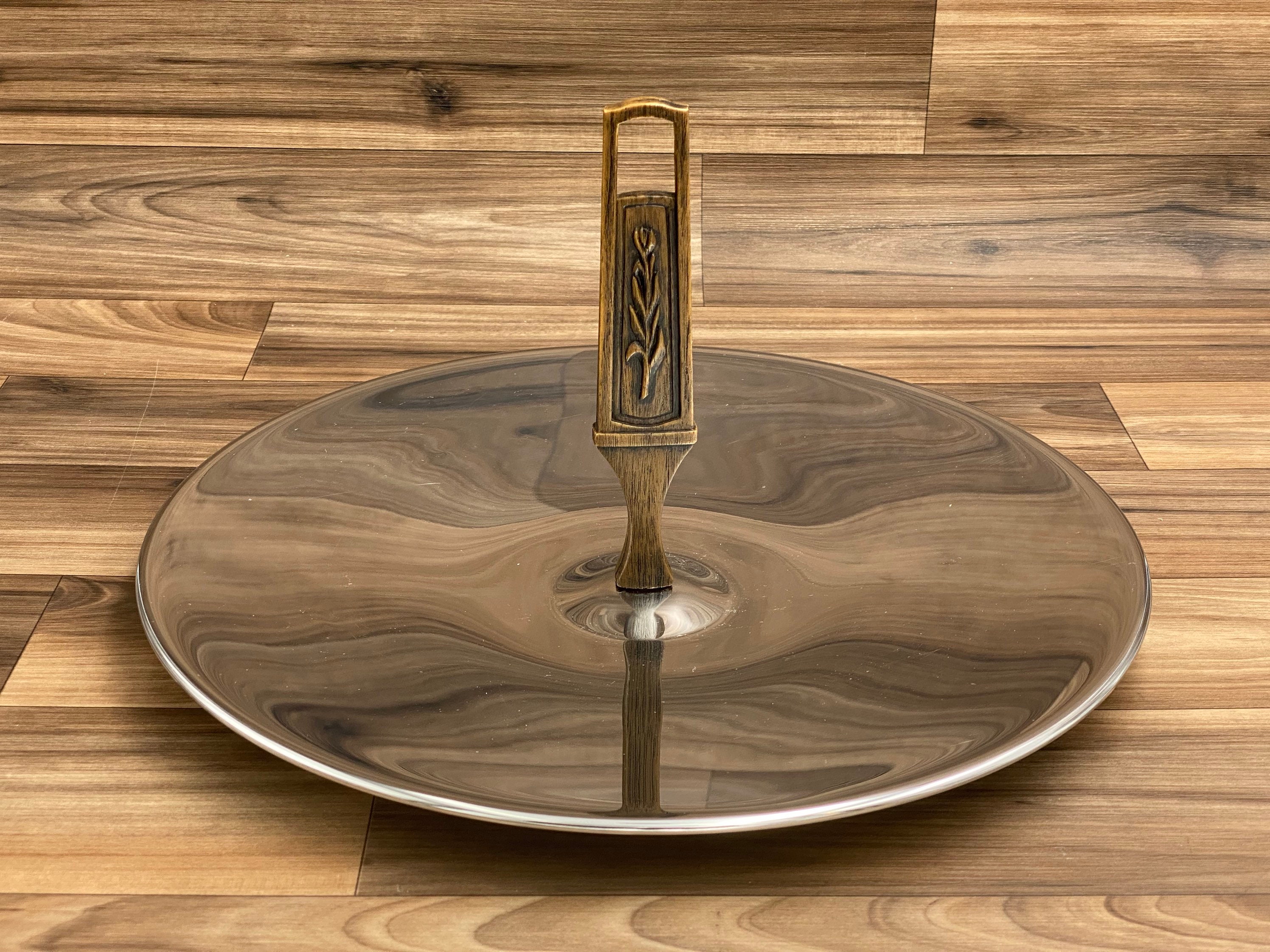 Vintage Kromex Serving Tray, Mid Century Chrome Tray, large Wood ...