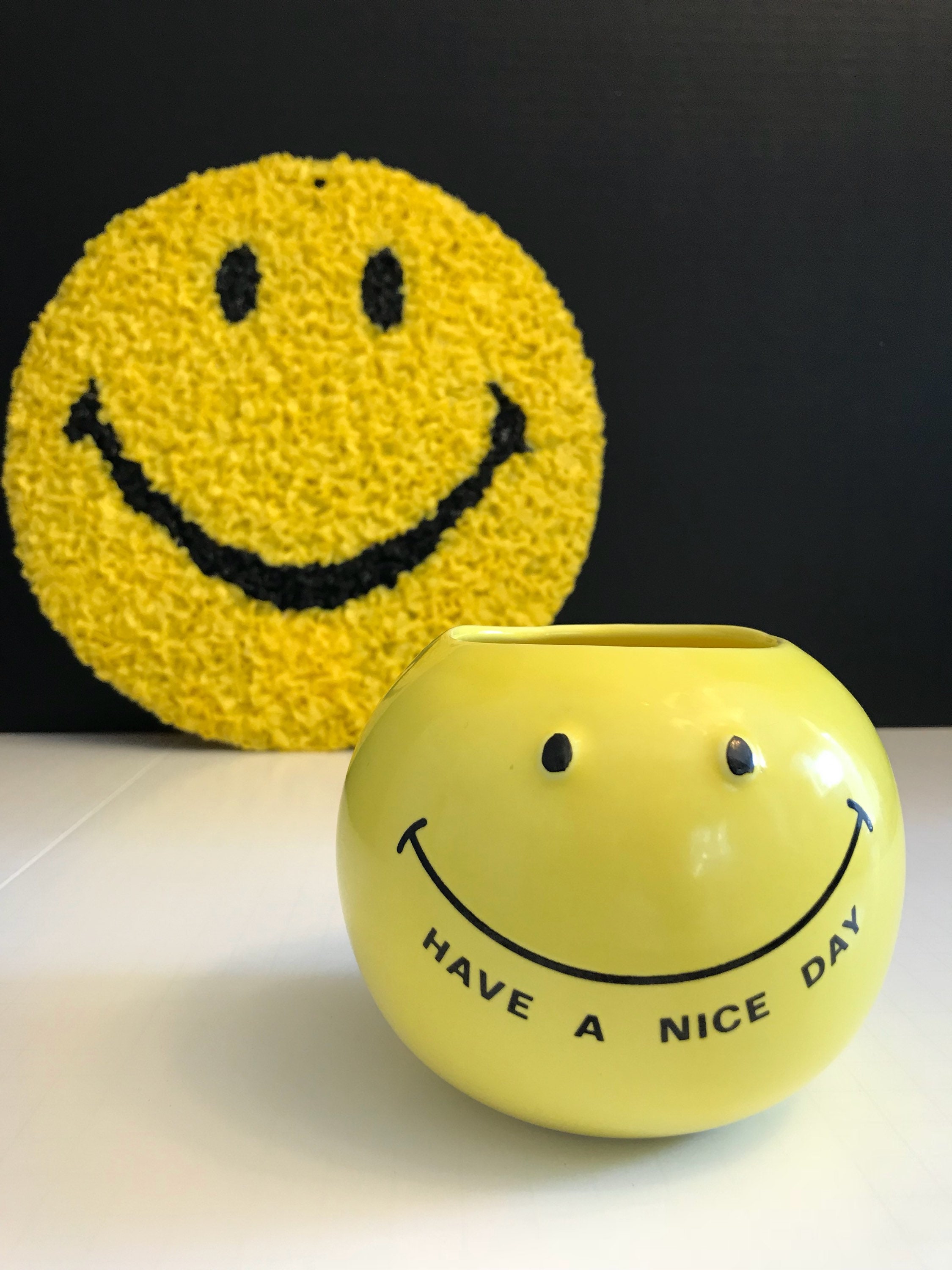 Smiley Face planter, Have a nice Day Vintage pottery Planter, Ceramic ...