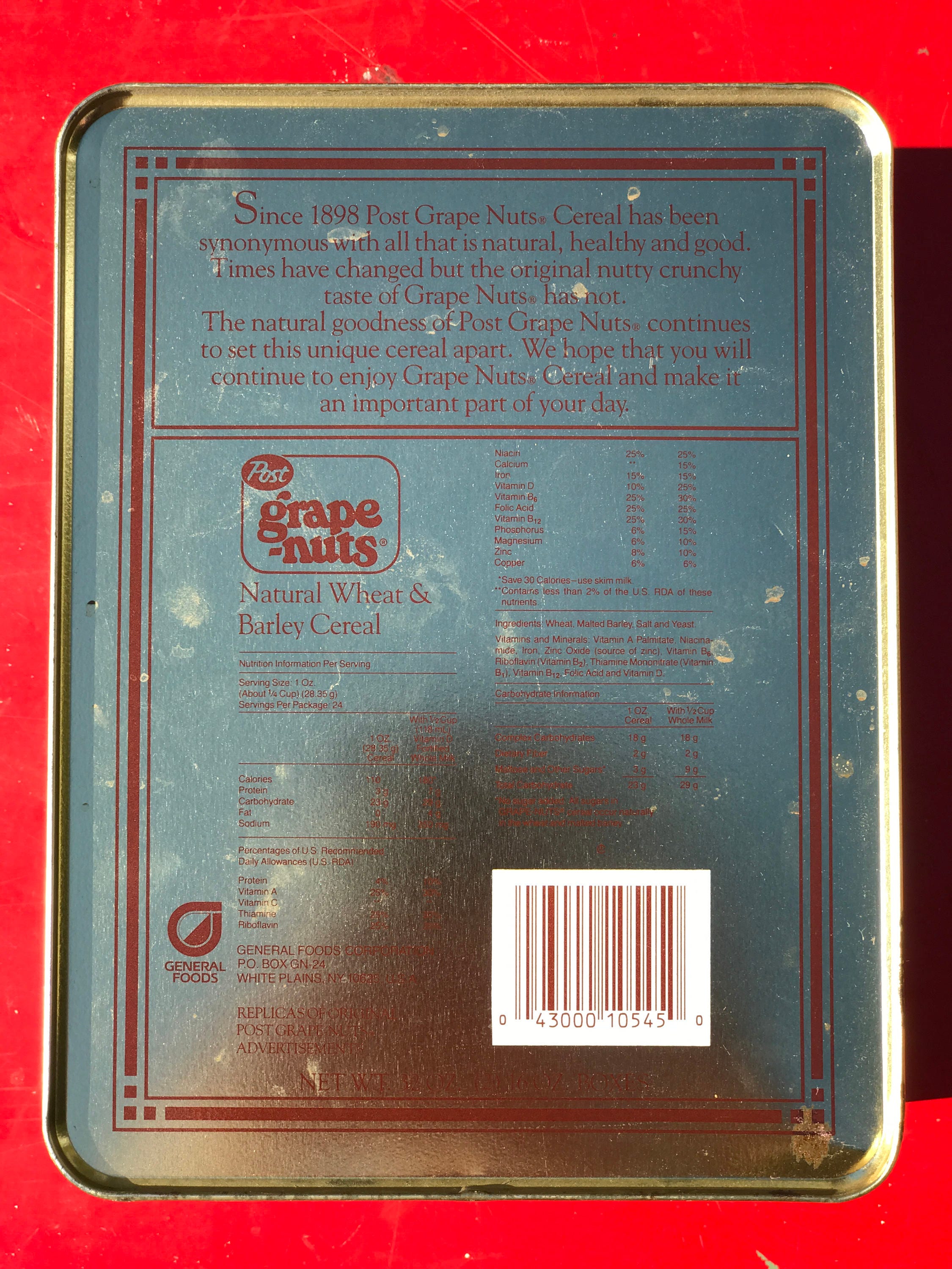 Vintage Post Grape Nuts Tin, Advertising tin, Post cereal Tin ...