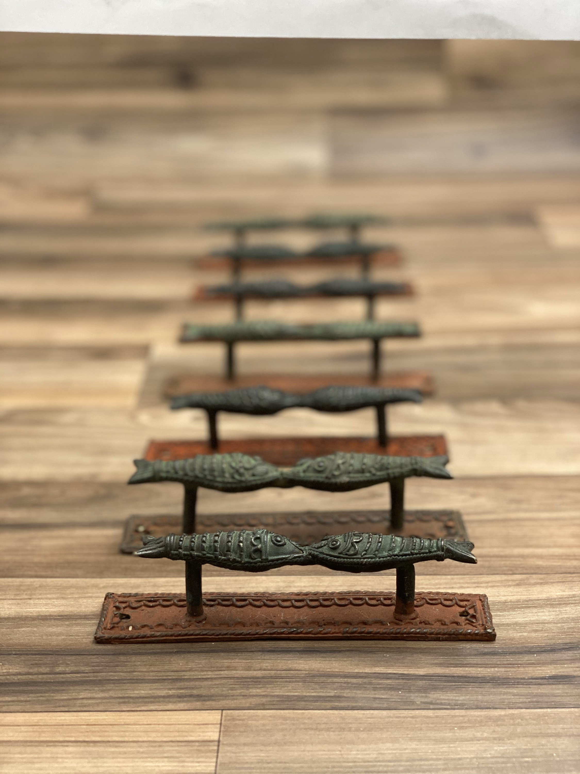 Rustic Fish Drawer pulls, verdigris Nautical Cupboard door handles ...