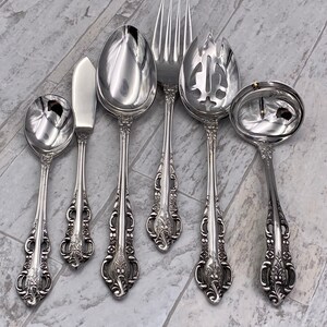 Vintage Stainless Flatware Set, Large Service for 12 Rose Pattern ...
