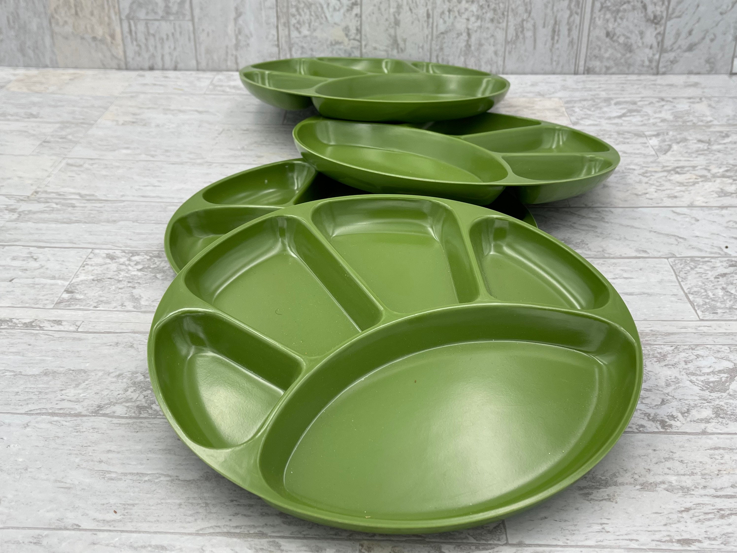 Vintage divided Plates, Plastic appetizer Plate set, Picnic plates ...