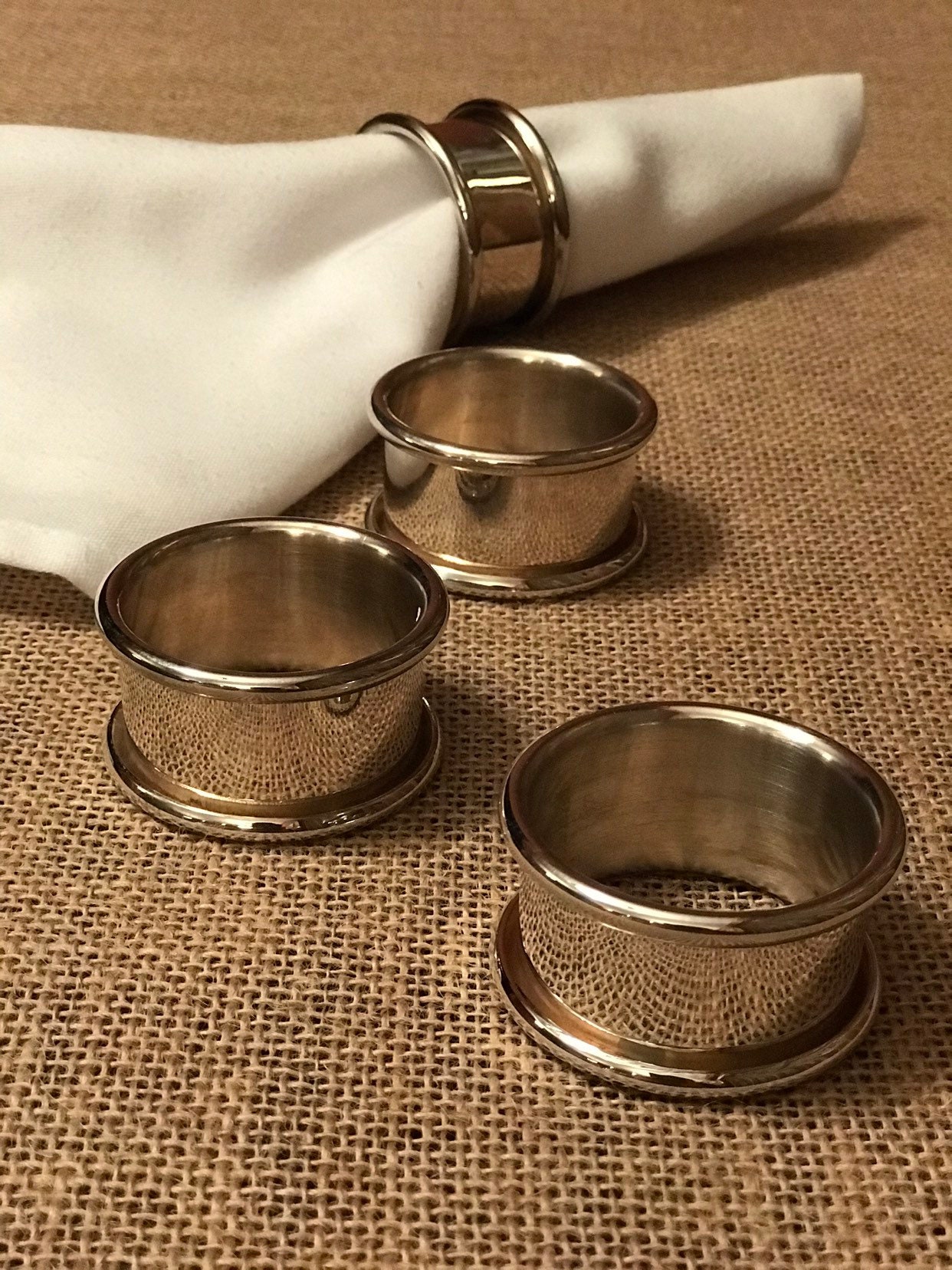 Vintage Silver plated Napkin Rings, Rolled rim Napkin rings, 4 piece ... Vintage Silver plated Napkin Rings, Rolled rim Napkin rings, 4 piece ...
