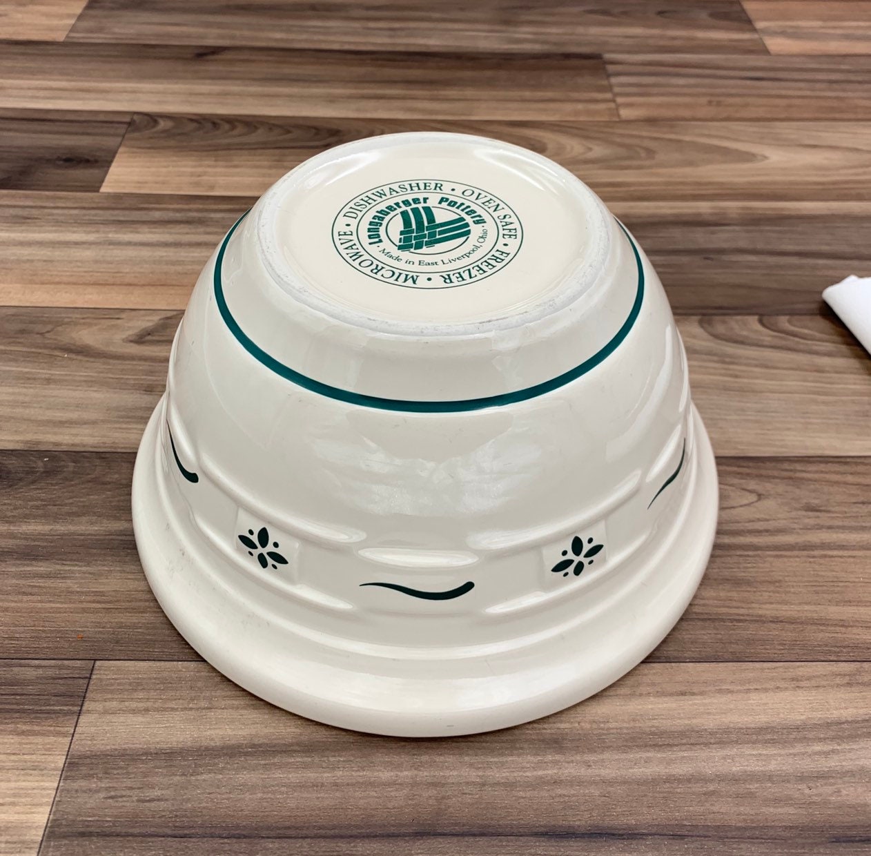 Vintage Longaberger Pottery Mixing Bowl Woven traditions Heritage green