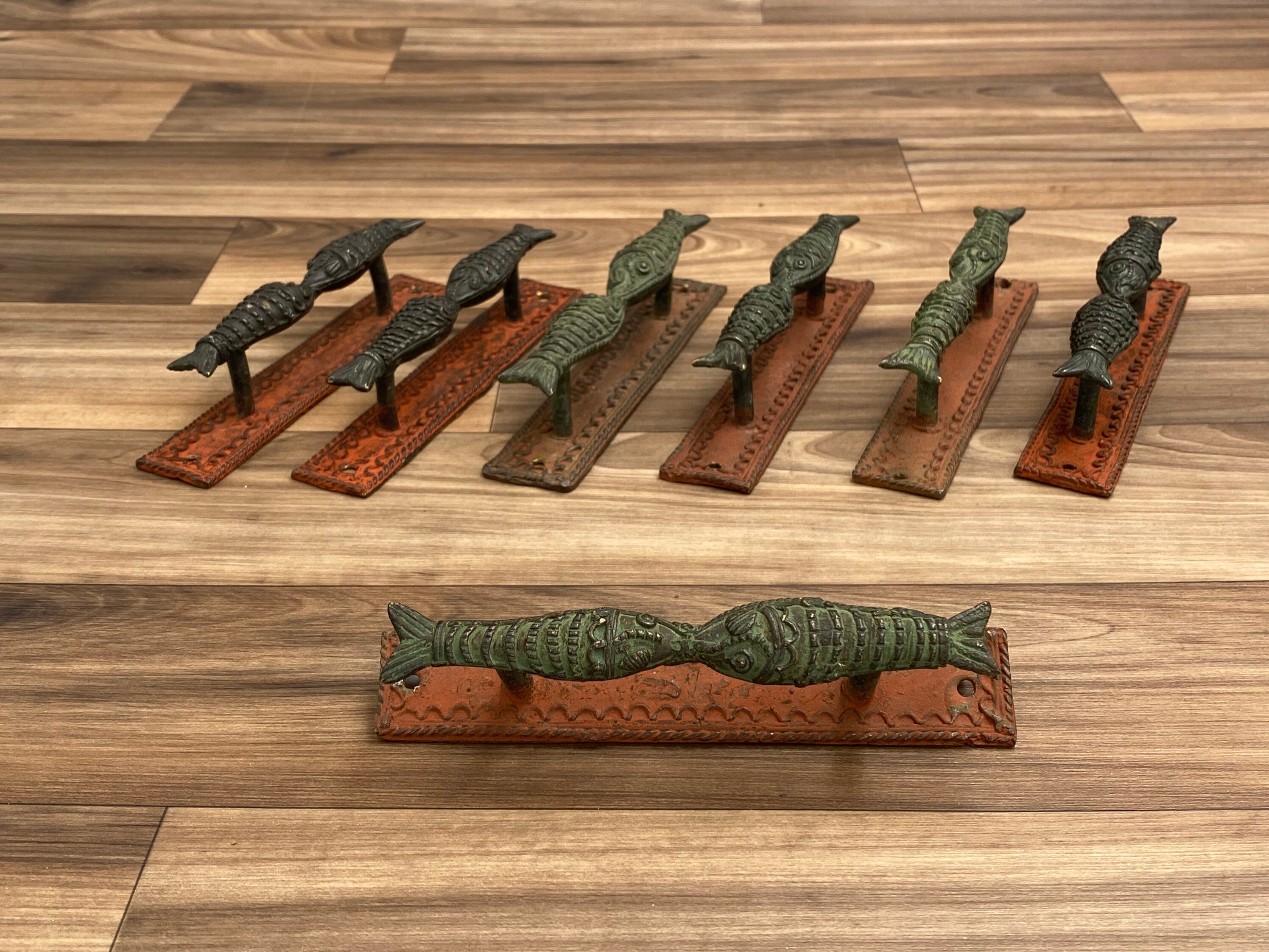 Rustic Fish Drawer pulls, verdigris Nautical Cupboard door handles ...