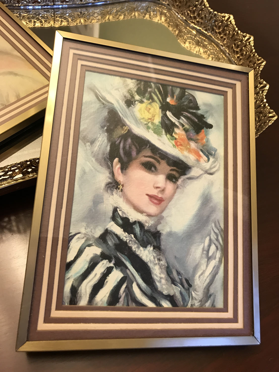 Victorian Lady Lithographs, Canvas style Framed and matted Lithographs ...